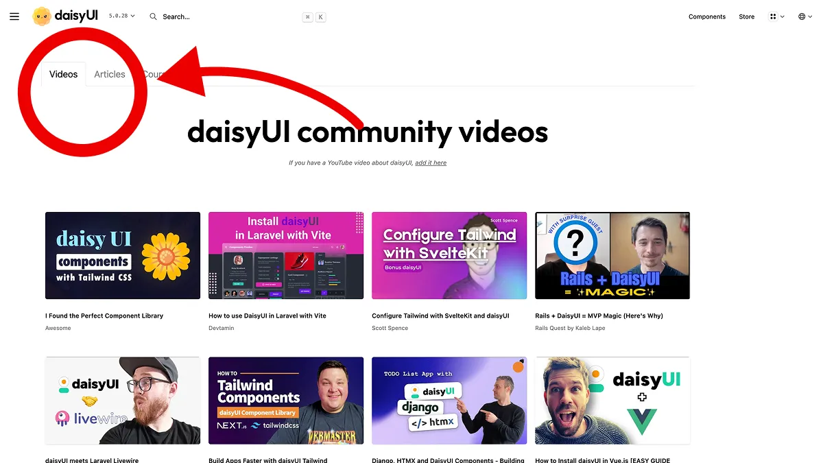 daisyUI community videos — daisyUI Tailwind CSS Component UI Library